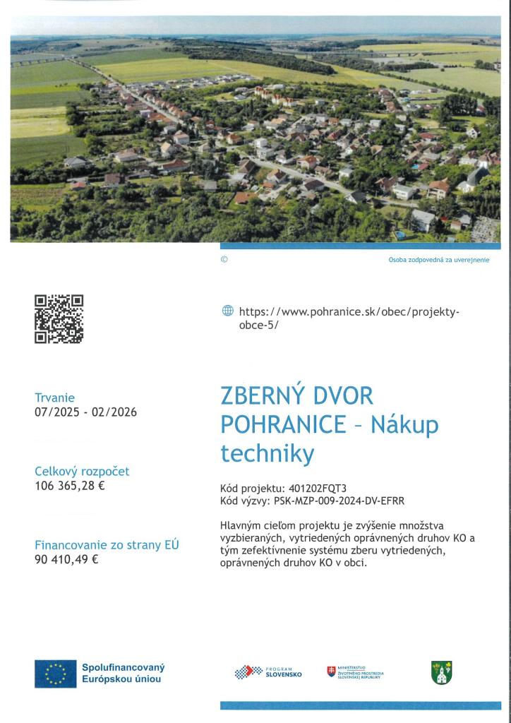 Zberný dvor Pohranice - Nákup techniky - Oficiálna stránka obce Pohranice